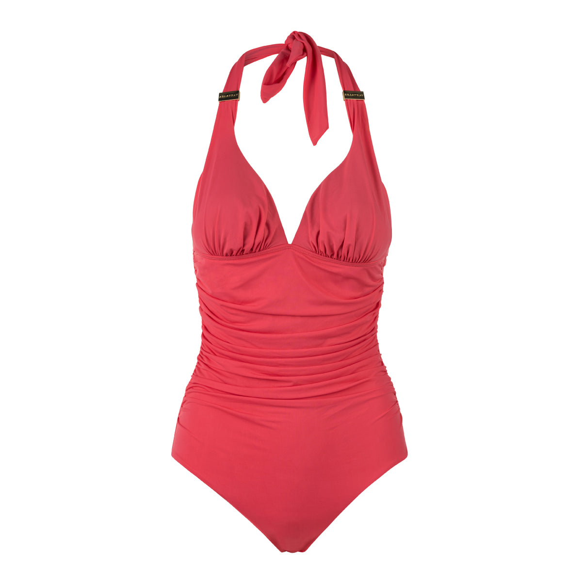 Audrey Double Draped Swimsuit Coral Pink Regular & Long Length ...