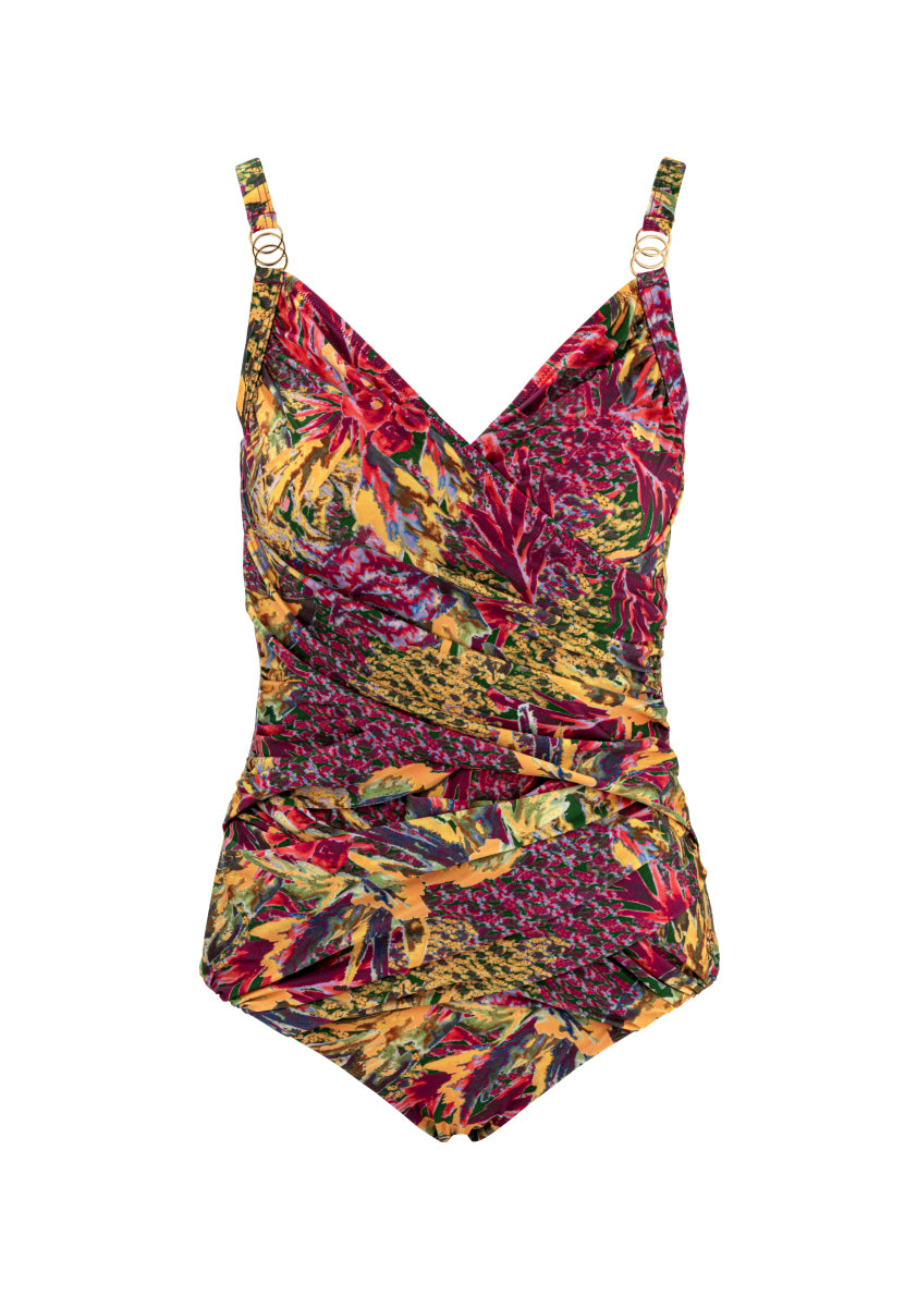 Aruba Double Draped Strap Swimsuit Tropical Plum – Seaspray Swimwear