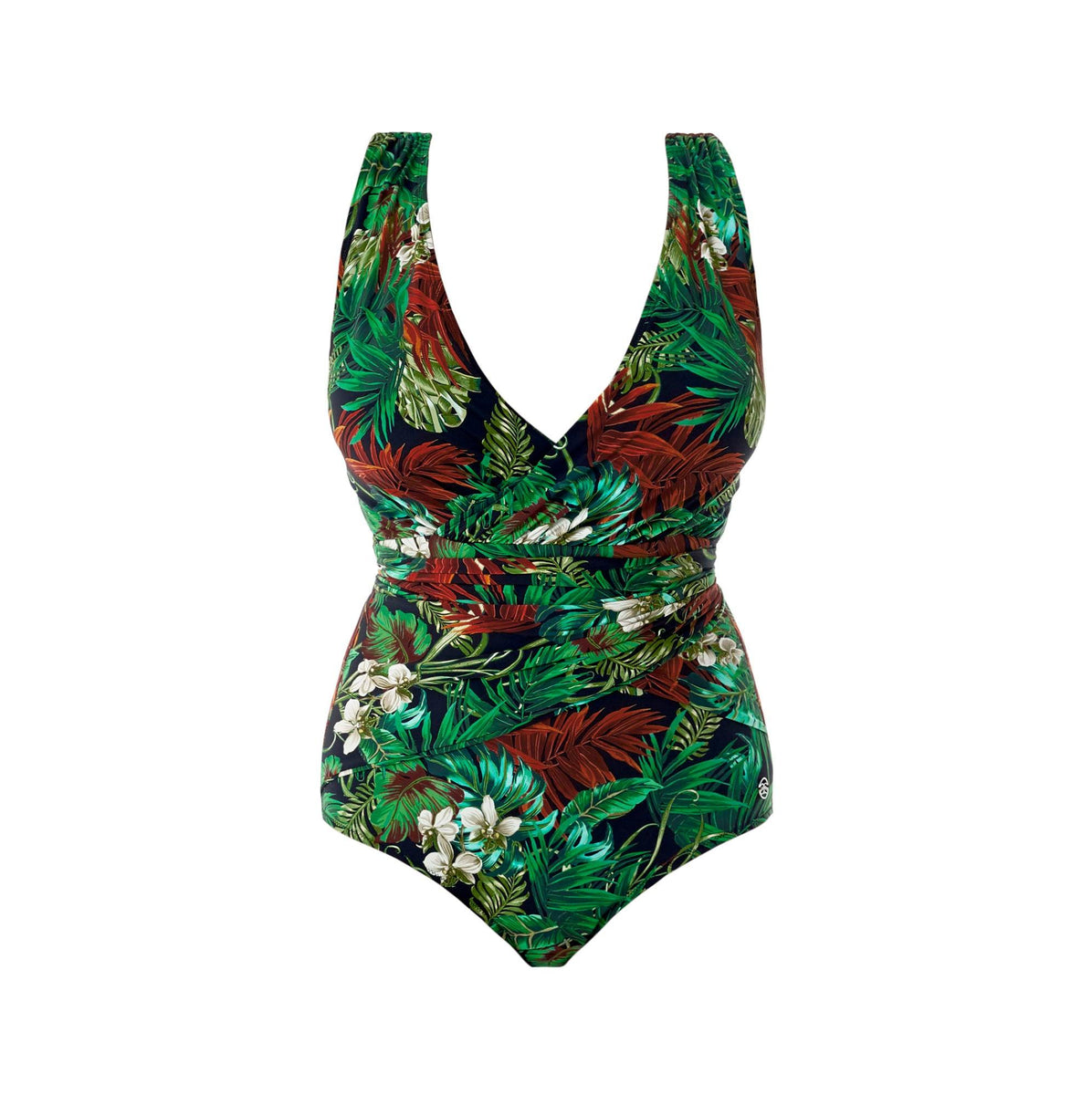 Bali Tropical Gathered Waist Swimsuit Green – Seaspray Swimwear